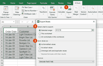 How to export tables and worksheets to XLSX, TXT, PDF and other formats ...