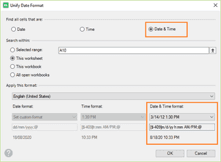 How to unify date and time format across Excel worksheets – user guide | XLTools