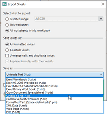How to export tables and worksheets to XLSX, TXT, PDF and other formats ...