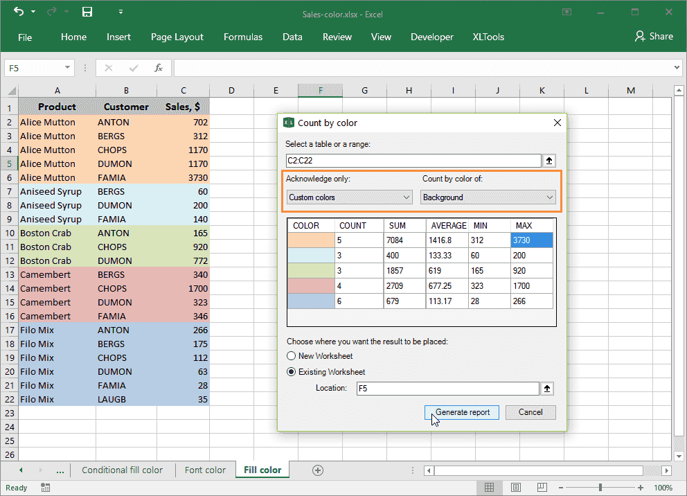 How To Count By Color In Excel COUNT SUM AVERAGE Based On Cell Or