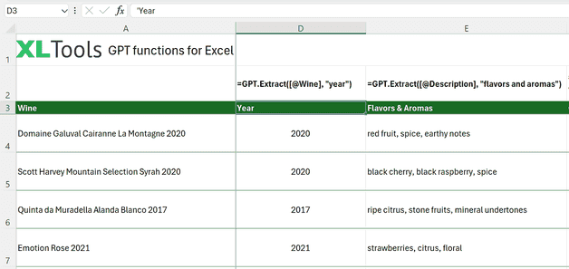 How to extract information with GPT.Extract in Excel – user guide | XLTools